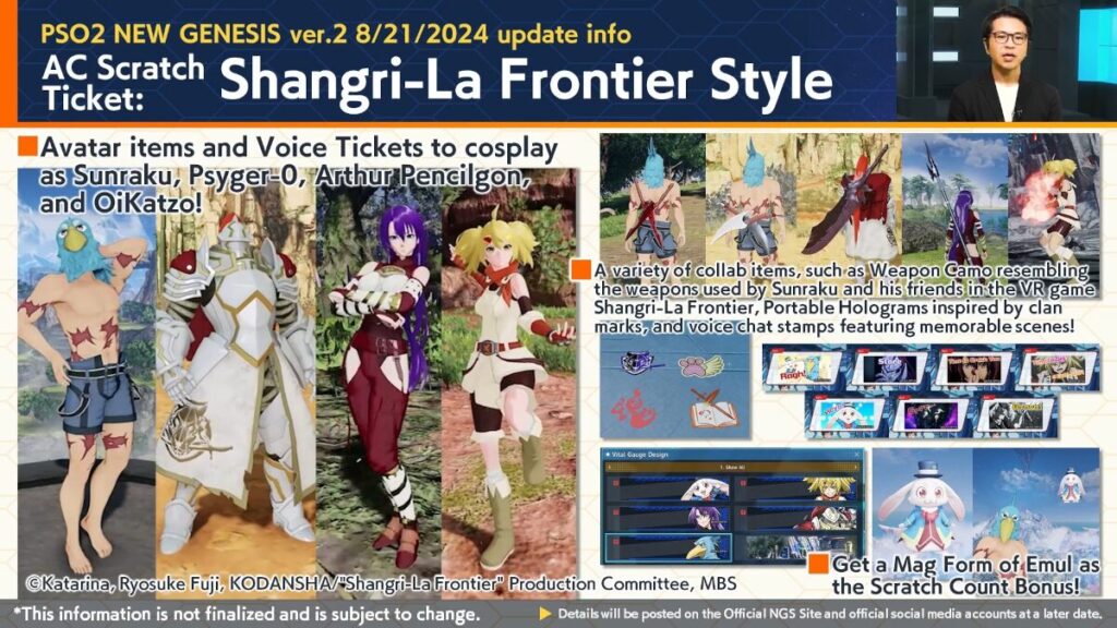 Personagens de Shangri-La Frontier em Phantasy Star Online 2: New Genesis - Grindingcast - O ...